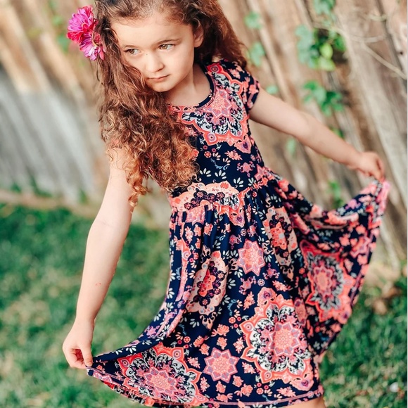Pink Vanilla | Dresses | Navy Medallion Pink Vanilla Girls Kids Sz5 ...